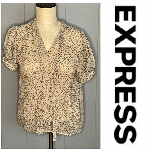 Express | Tops | Express Tan And Black Animal Print Blouse | Poshmark